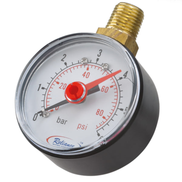 Reliance RWC 63mm Dial 0-6 Bar 1/4" MBSP Pressure Gauge Bottom Inlet G ...